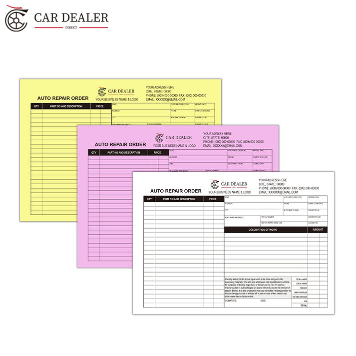 Customizable Car Repair Work Order Forms – Australia Cardealer-Direct