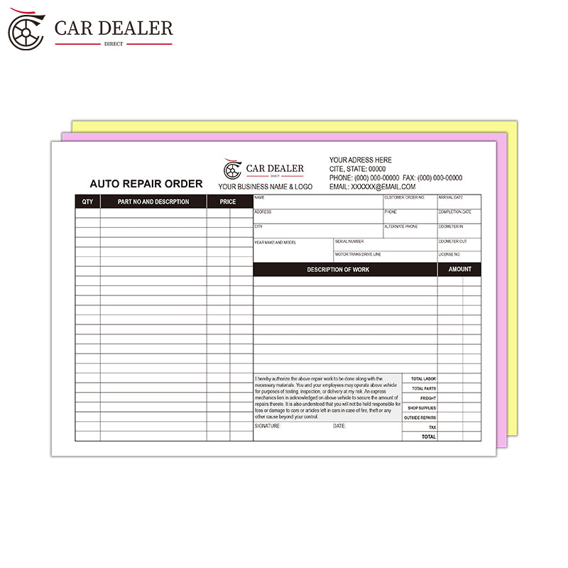 Customizable Car Repair Work Order Forms – Australia Cardealer-Direct